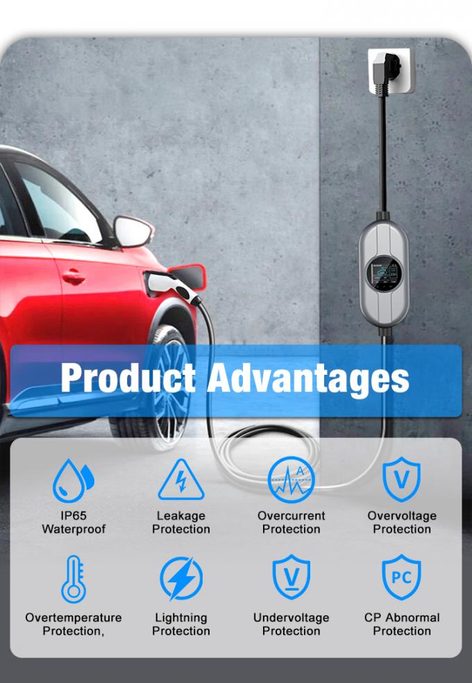 AC230V สถานีชาร์จ EV แบบพกพาเฟสเดียวจุดชาร์จบ้าน OEM ODM